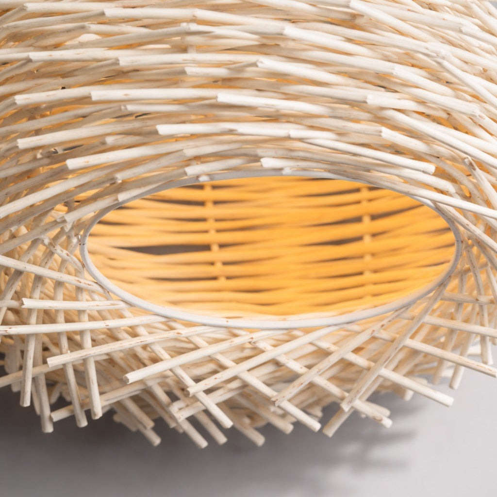 Abat jour rotin, suspension osier, salon Japandi Ø30cm plafond - Kano ...
